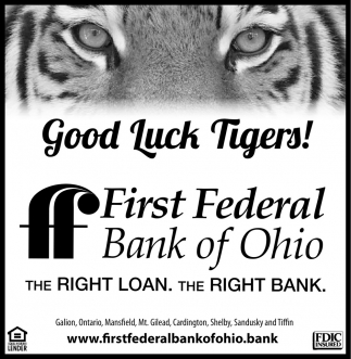 Good Luck Tigers!, First Federal Bank Of Ohio, Tiffin, OH